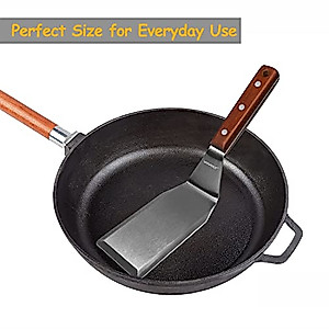 Professional Metal Spatula for Cast Iron Skillets and Flat Top Grills, Full Tang Wooden Handle,1.8mm Thick Stainless Steel Blade, Smash Burger Spatula Turner for Flipper, Cooking, BBQ, 5 Inch x 3 Inch