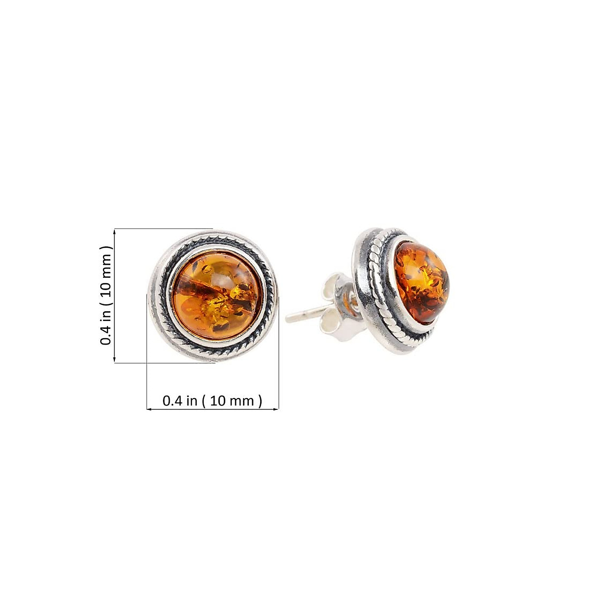 Amber Earrings - GIA Certified 925 Round Baltic Honey Amber Stud Earrings - Sterling Silver Jewelry Collection