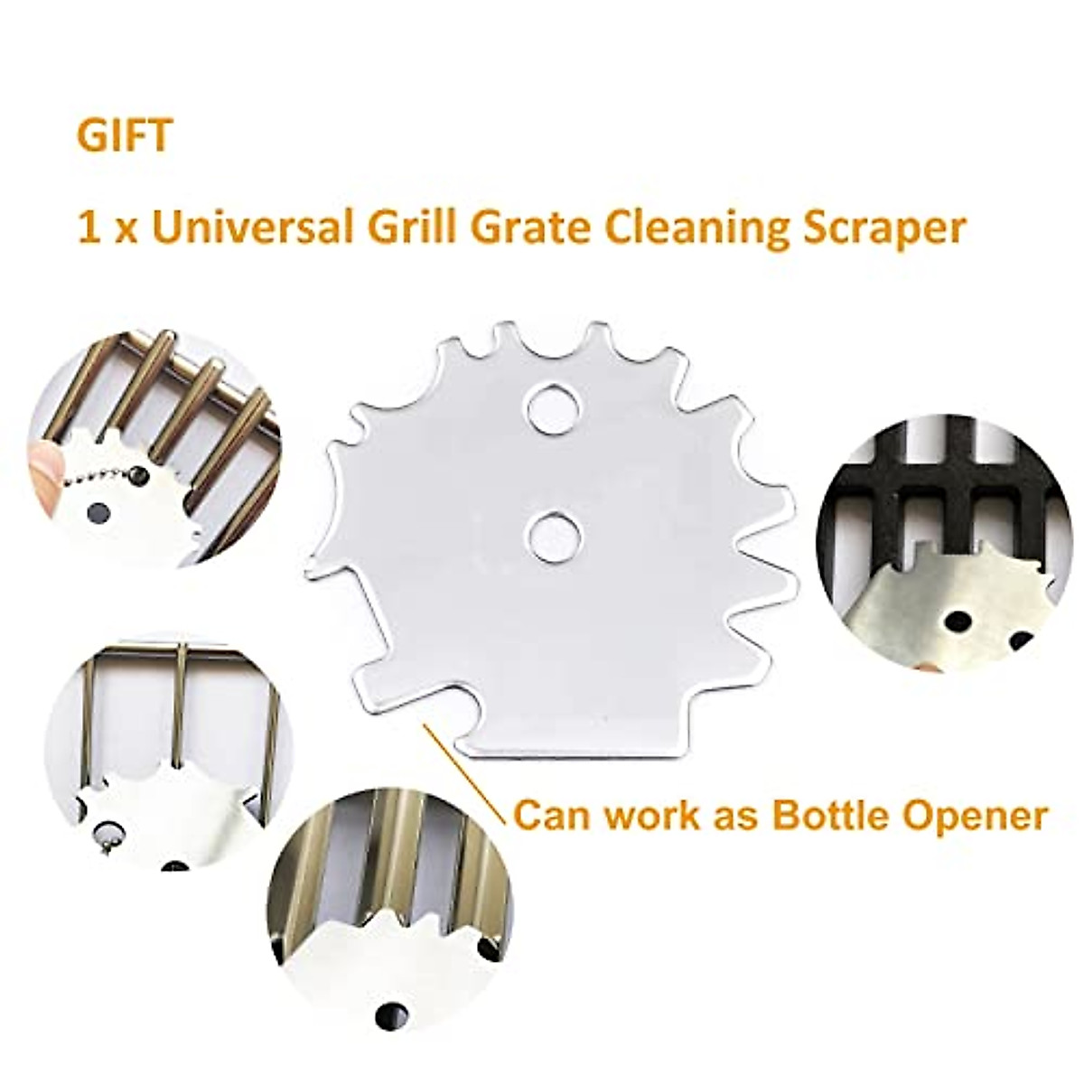 GRILLJOB 2 Pack 16 15/16" x8 5/16" Stainless Steel 304 Grill Grates Replacement Upgraded with Finger Lifting Hole for Kenmore CharBroil Broil King Kirkland Master Chefand Thermos Grill Models, SC1702