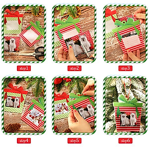 Irenare 24 Pcs Felt Christmas Photo Ornament Photo Frames with Bow Christmas Hanging Picture Frame Tree Decoration for DIY Christmas Tree Stockings Holiday Presents(Classic Style)