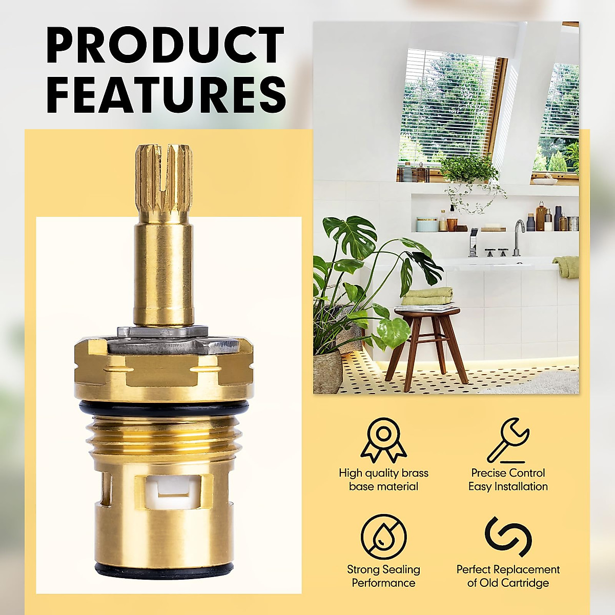 2 Packs Shower Faucet Cartridge Compatible with American Standard 994053-0070a or 994053-0070a/H Bathroom Faucet Cartridge, 4z-24h Hot and Cold Replacement Stem, Brass