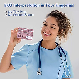 Lisol EKG Badge Cards - Nurse EKG Leads Badge Buddy Nursing ECG Caliper Tool Cardiac Rhythm Strips Interpretation Cheat Sheets for Badge ACLS Reference Card Ruler Medical Accessories Telemetry Reader