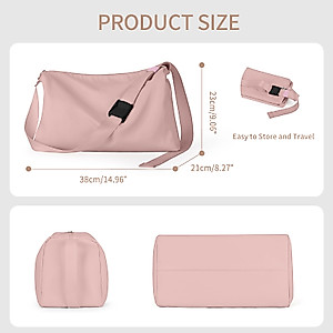 Small Gym Bag for Women Waterproof Workout Bags Mini Duffle Bag for Men Sports Bag Dance Bag Cute Yoga Exercise Bag with Wet Pocket for Exercise Camping Swiming Beach Yoga Dance Pink