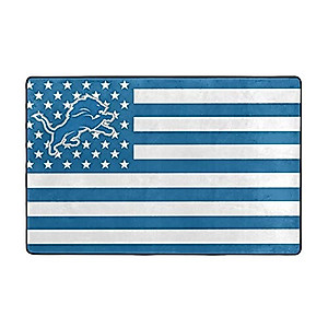 Team ProMark Area Rug,Detriot Lions Football Design Indoor Carpets,Super Soft Non Slip Kids Playing Mat for Hardwood and Hard Floor Protects Floors,60 x 39 in
