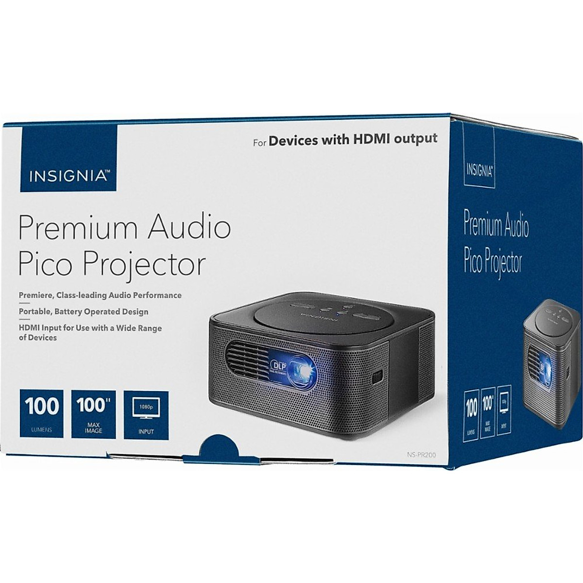 Insignia Reverb Premium Audio Pico Projector NS-PR200 - Black