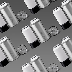BrüMate Hopsulator Trio 3-in-1 Insulated Can Cooler for 12oz / 16oz Cans + 100% Leak Proof Tumbler with Lid | Insulated for Beer, Soda, and Energy Drinks (Stainless Steel)