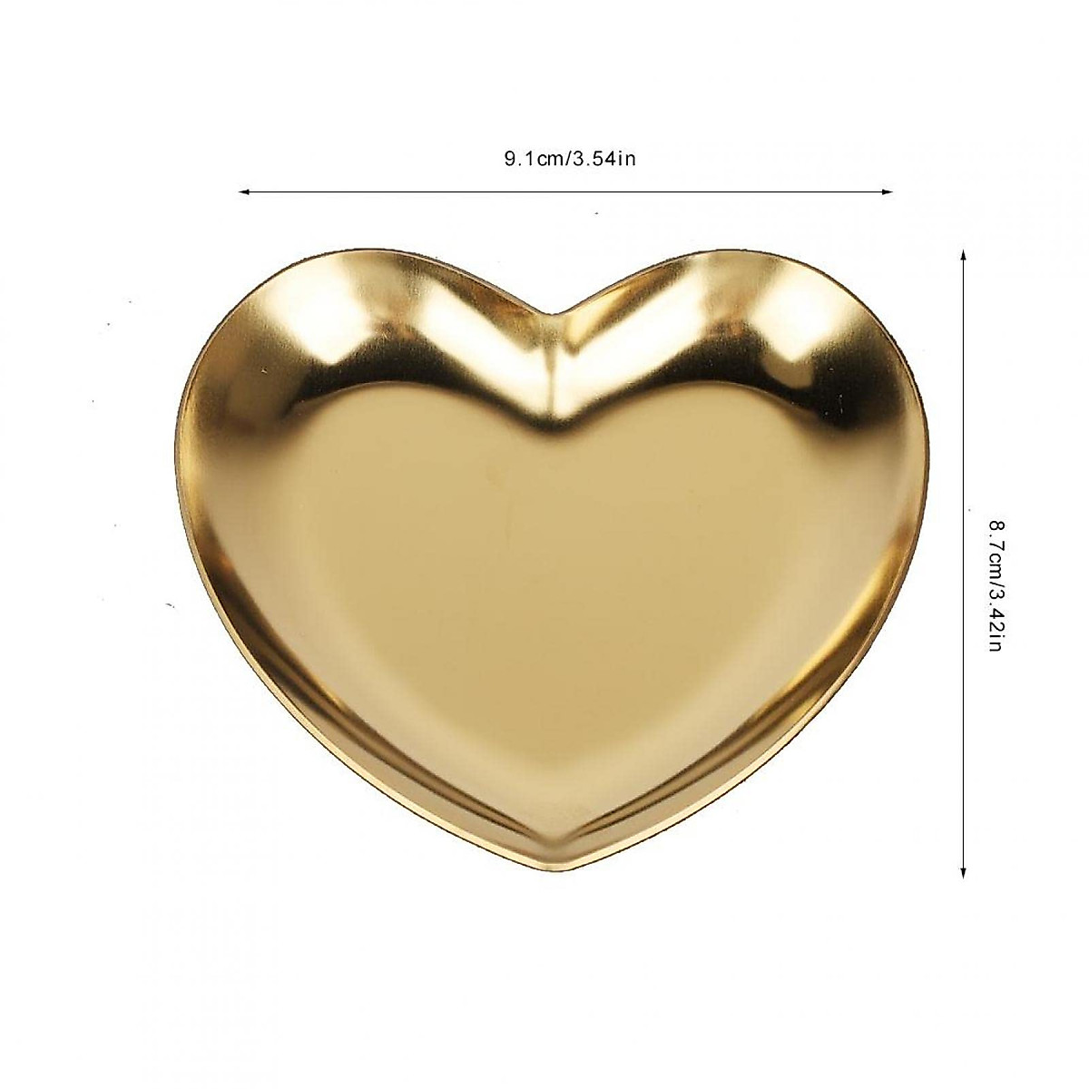 Stainless Steel Jewelry Tray, Heart Shaped Trinket Dish for Rings Earrings Necklaces Bracelet Watch Keys, Plate Tea Tray Fruit Tray Cosmetics Jewelry Organizer Box(Gold)