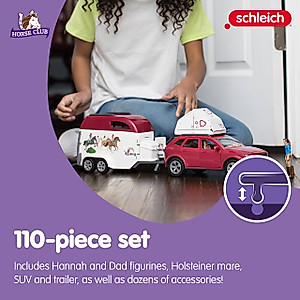 Schleich Horse Club — Horse Adventures with Car and Trailer Horse Play Set, 110 Piece Set of Horse Toys for Girls and Boys Ages 5+