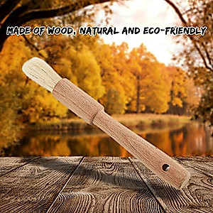 Wooden Barbecuing Brush Oil Basting Baking Brush Oil Sauce Butter Kitchen Tool(Round Handle)