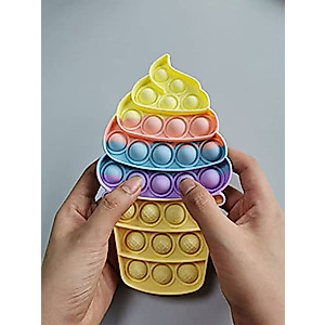 K&W Push Pop It Popsicle Cone – Ice Cream Sensory Silicone Fidget Toys – Stress Relief, Autism & Anti-Anxiety – Flexible, Odorless & Easy to Play - Perfect for Elderly, Adults & Kids | Colorful