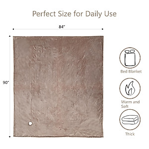 Tefici Electric Heated Blanket Queen Size, Dual Control Super Cozy Soft 2-Layer Flannel 84" x90" Heating Blanket with 3 Heat Levels & 8 Hours Auto Off,ETL&FCC Certified,Home Office Use,Camel