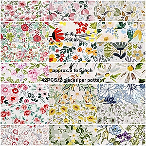 Charm Packs Fabric for Quilting 42Pcs 5'' Precut Fabric Quilt Squares Cotton Fabric Bundles for Sewing Floral Printed Quilt Squares Fabric …