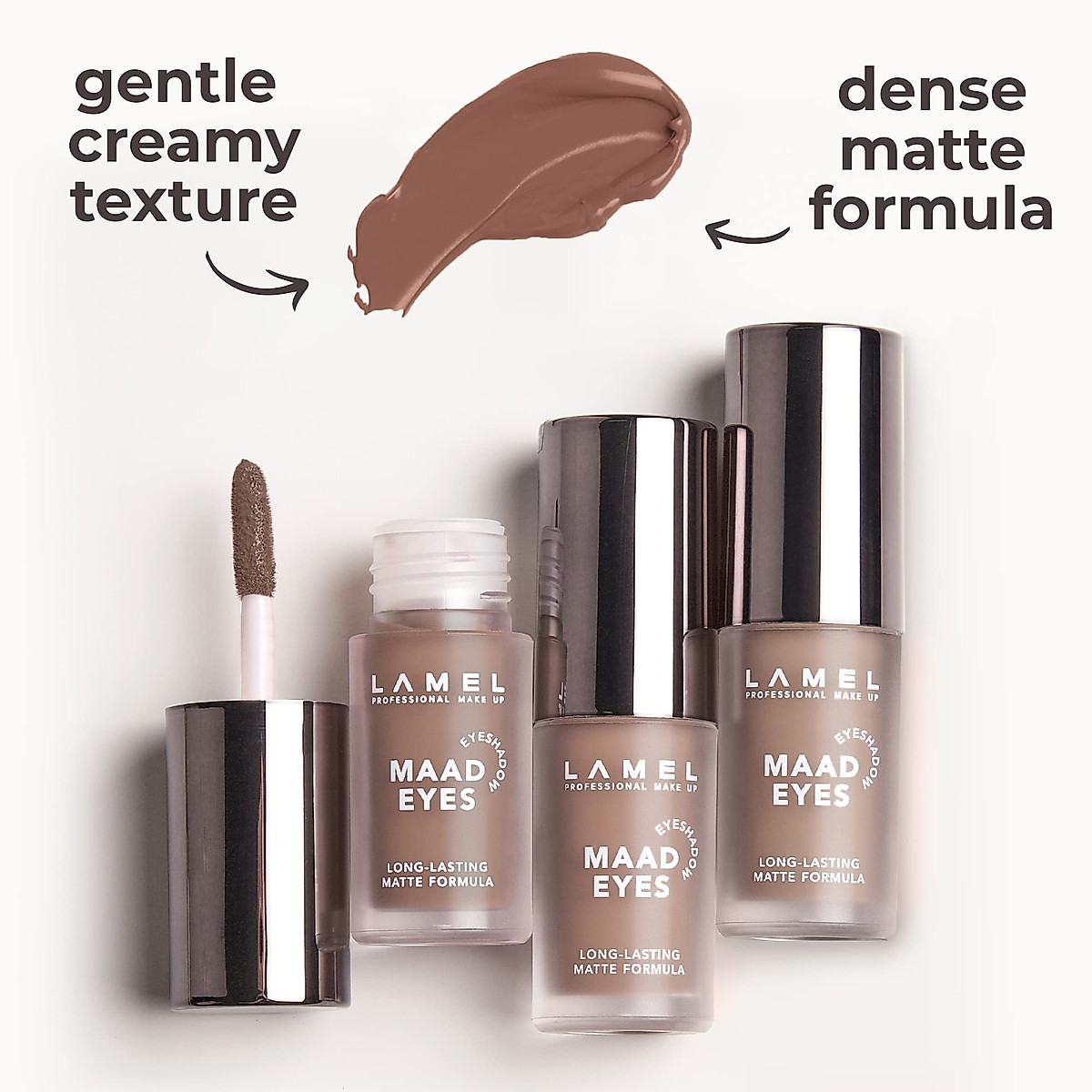 Lamel Matte Liquid Eyeshadow - Long Lasting Waterproof Eye Tint - Quick-Drying, Hypoallergenic Eye Makeup - Creamy & Smooth Formula - Brown Matte Cream Eyeshadow - Maad Eyes, №401, 5.2ml / 0.17oz