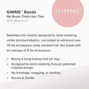 Gimme Beauty - Thick Fit Hair Bands - Blondie - Damage Free Hair Ties - Made with Seamless Microfiber Elastics - Thick + Curly Hair Accessories - No Snagging, Dents, or Breakage (6 Count)