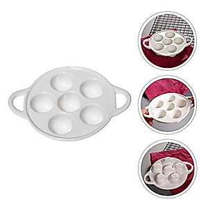 FRCOLOR White Ceramic Escargot Plates, 6 Holes Scargot Cooking Dish Mushroom Escargot Plate Dishes for Cooking Baking Escargot Baking Dish