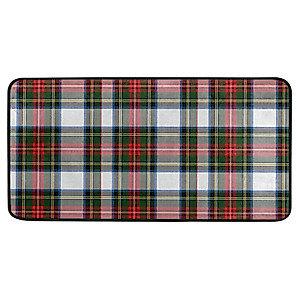 Tartan Plaid Kitchen Rugs Comfort Soft Standing Mats Water Absorb Microfiber Non Slip Kitchen Rug Bathroom Mat Checkered Doormat Carpet 39" X 20"