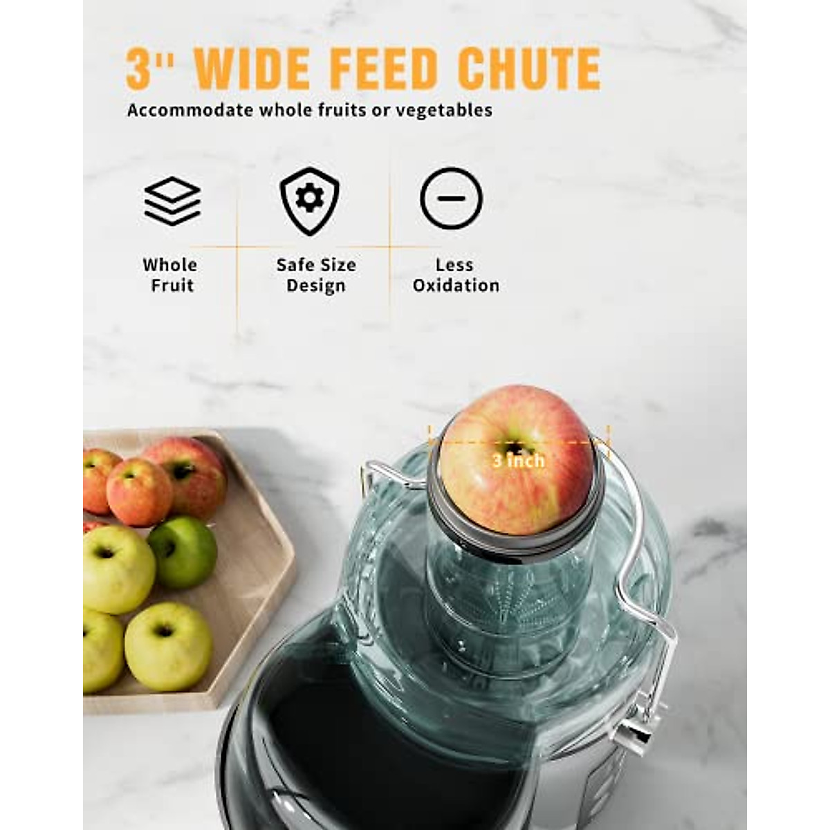 Centrifugal Juicer Machine - LCD Monitor 1100W Juice Maker Extractor, 5-Speed Juice Processor Fruit and Vegetable, 3" Feed Chute Stainless Steel Power Juicer, Easy Clean, BPA Free (Black)