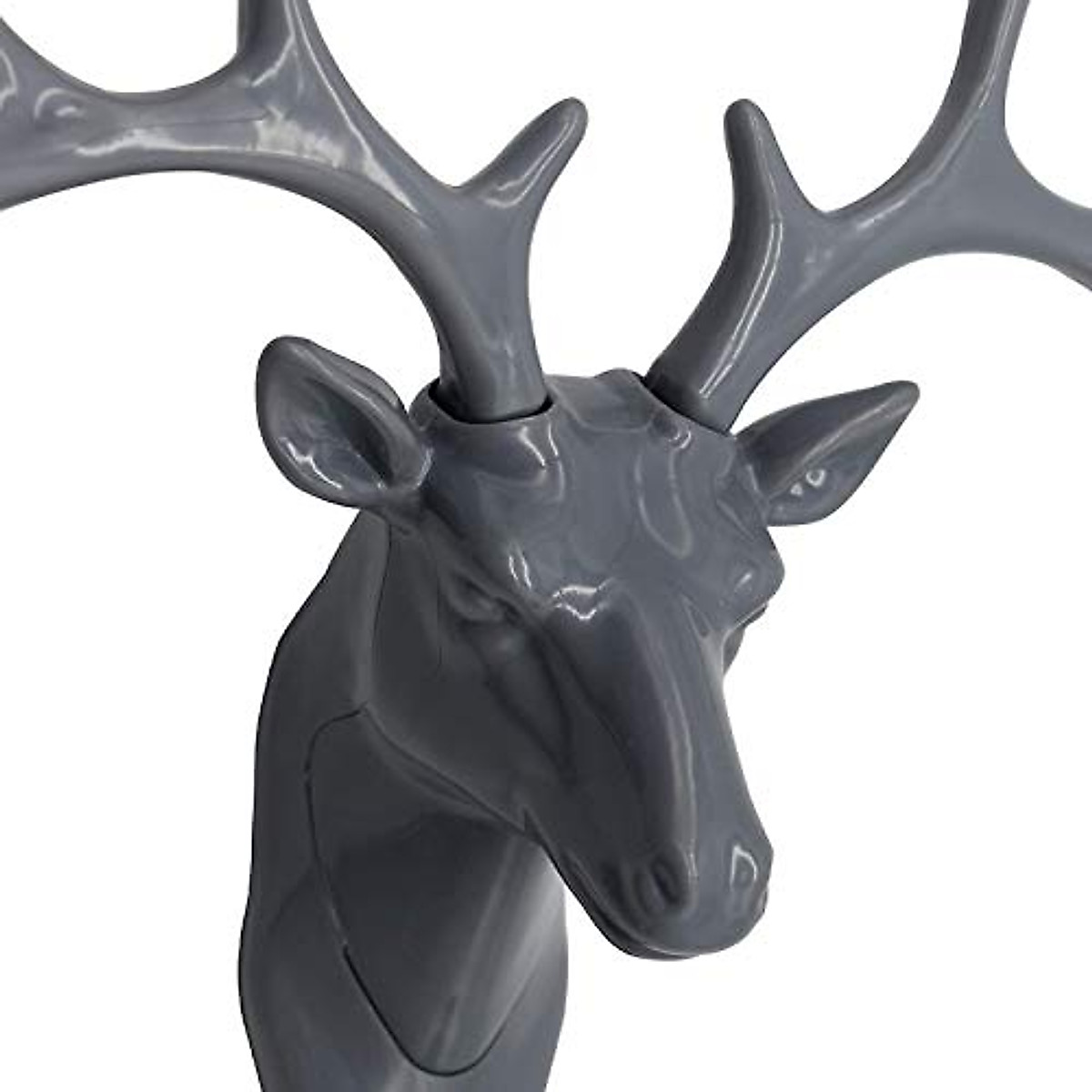Maydahui 3PCS Deer Head Wall Hook Antler Hanger Animal Shaped Key Coat Hat Hooks Plastic Home Decoration Black White Grey Heavy Duty for Living Room Bedroom Bathroom