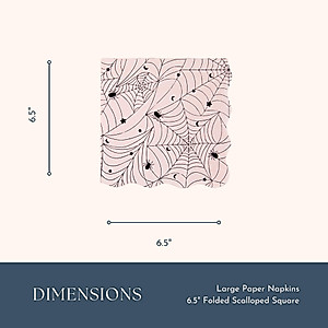 Spiderweb Lace Pink Halloween Napkins by Bonjour Fête | 3-Ply Paper Lunch Size Napkins with Delicate Lace Web - Perfect for Halloween Parties, Pink Halloween, Baby Shower | 6.5" Folded (20 Pack)