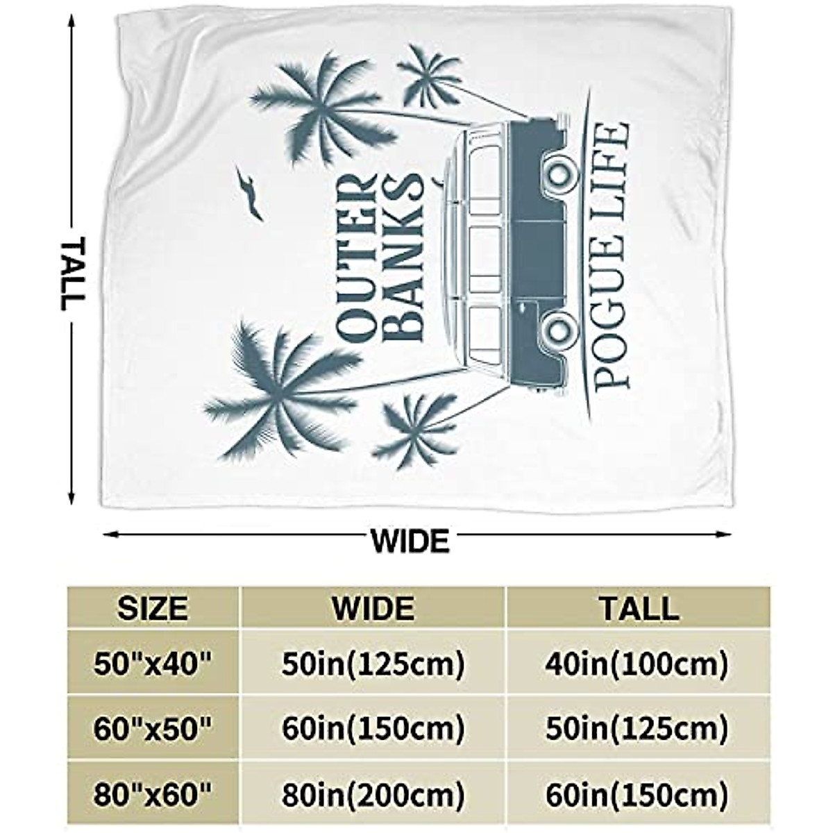 Mapsorting Blankets Pogue Life Outer Banks North Carolina Super Soft Comfy Lightweight Bedding for Couch Dorm Travel
