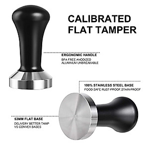 53mm Espresso Tamper, SANTOW Barista Coffee Tamper with Flat Stainless Steel Base – Professional Espresso Hand Tamper