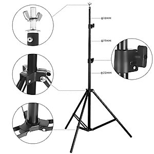T-Shape Backdrop Stand 1.5 x 2m for Parties, BDDFOTO Photo Studio Background Stand System Height-Adjustable Tripod Stand with 4 Backets for Photo Studio Video Photography