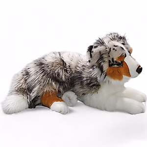 Carl Dick Australian Shepherd Dog Lying 17 inches, 45cm, Plush Toy, Soft Toy, Stuffed Animal 3434