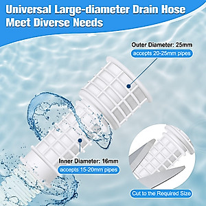 Saillong Patent Pending Dehumidifier Drain Hose, Flexible Universal Drain Hose with Cuttable Rubber Adapter and Connect Clamp, Hose Replacement for Dehumidifiers, Air Conditioners(Clear,6.5 Feet)