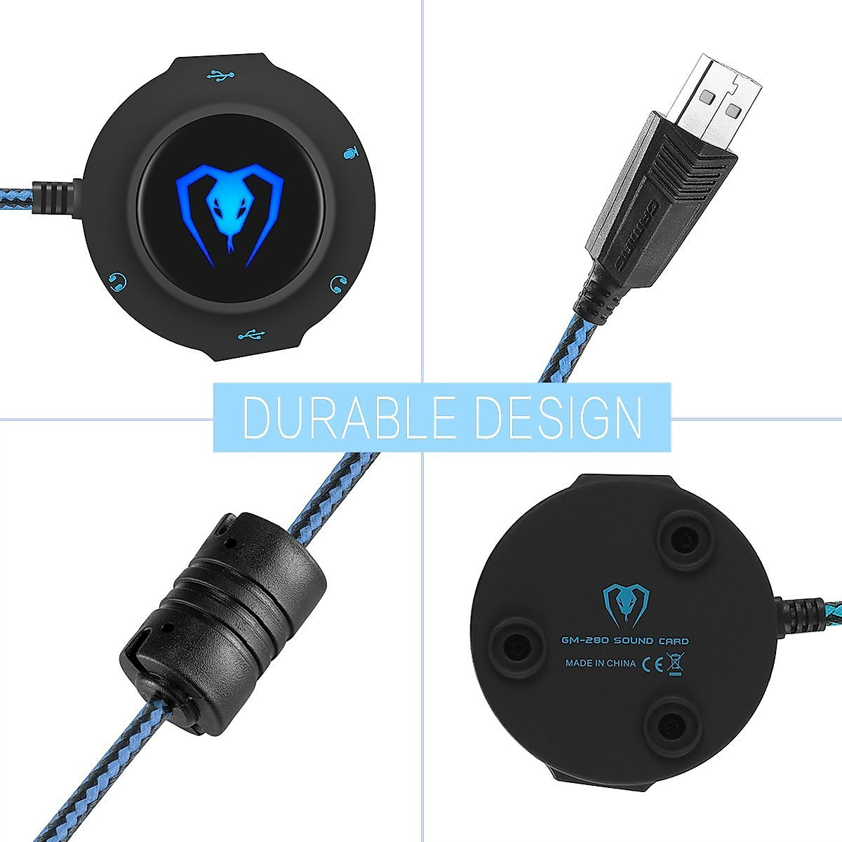 Micolindun External Sound Card USB Hubs Audio Adapter to USB Port & 3.5mm Audio & Micro Jack for PC Laptop. Plug and Play (Blue)