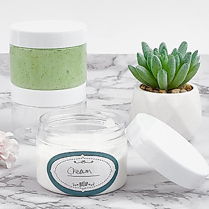 12 Pack 4 oz Small Plastic Containers with Lids and Labels, Clear Round Empty Jars Refillable Cosmetic Jars for Body Butter, Lotion, Body Scrub and Face Cream