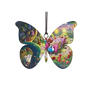 Disney – Alice in Wonderland – Mad Hatter’s Tea Party – Thomas Kinkade Studios – 2.7” x 3.5” Butterfly Shaped Hanging Acrylic Print Accessory – Officially Licensed Collectible