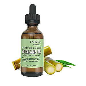 Squalane 100% Pure Plant Derived Face Oil 2 Fl Oz All Natural, Hydrates Nourish Moisturize Skin Face Body and Hair for All Skin Types