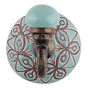 IndianShelf 2 Pack Hooks | Wall Hangers for Coats | Green Coat Hook Wall | Ceramic Wall Hooks for Kids Room | Etched Small Key Hooks for Wall [5.72 Cm]