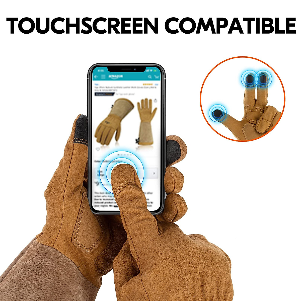 Vgo... Safety Work Gloves Men, Extended Pig Split Leather Cuff,Synthetic Leather, Rose Pruning Thorn Proof,Gardening(1 Pair,Size M, Brown,SL6592M)