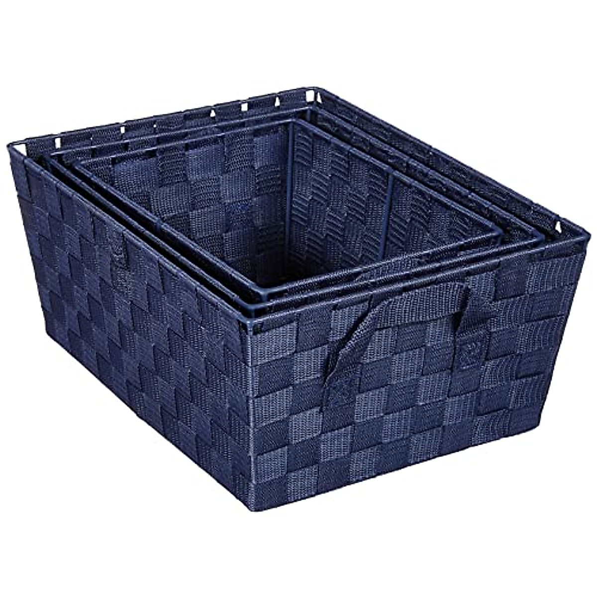 Whitmor Woven Strap Storage Baskets S/3-Navy