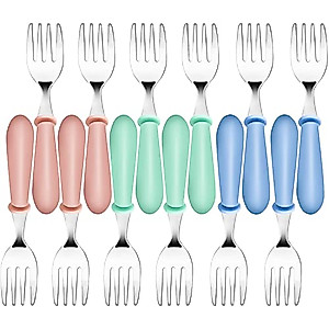 12PCS Toddler Forks Toddler Utensils,Stainless Steel Baby Forks,Kids Silverware Children's Cutlery Set for Self Feeding,BPA Free Kids Flatware Metal Forks for Boys Girls Safe Dining(Mixcolor 12 Forks)