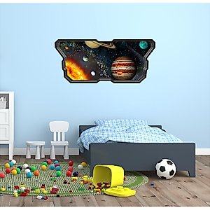 36" Space Ship Window Instant View Solar System #2 Spaceship Wall Graphic Kids Sticker Baby Room Decal Home Mural Art Décor Medium