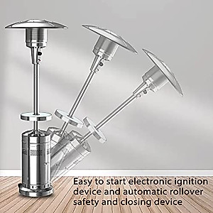 ROMONICA 48000BTU outdoor garden Silvery heater high vertical hammer facing garden outdoor heater propane vertical, with wheels and LED table, stainless steel - 6 set