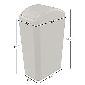 Utiao Slim Trash Cans with Swing Lid for Kitchen, Office, Bathroom, 14 L