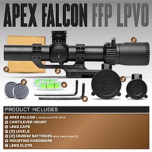 Tacticon Apex Falcon 1-6 x 24mm FFP LPVO Scope with Cantilever Mount | Combat Veteran Owned Company | Tactical Low Power Variable Optic with Illuminated Red Mil-Dot Reticle for Rifle
