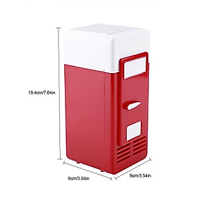 TOPINCN Mini USB Refrigerator Cooler Beverage Drink Cans Refrigerator and Heater for Office Desktop Hotel Home Car (Red)