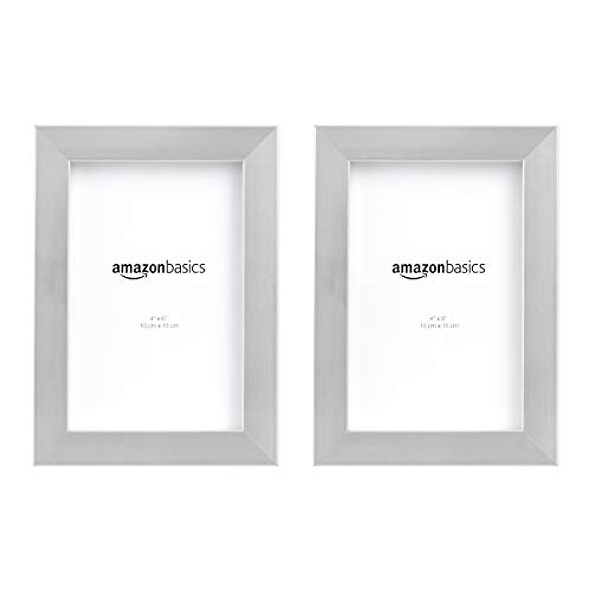 Amazon Basics Rectangular Photo Picture Frame, 4" x 6", Pack of 2, Nickel