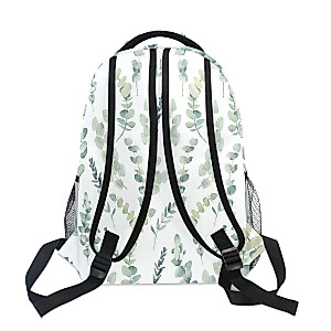 Green Sage School Backpack for Kids Boy Girls Eucalyptus Leaf School Bag Daypack Spring Floral Laptop Bookbags Camping Travel Outdoor Shoulder Bag