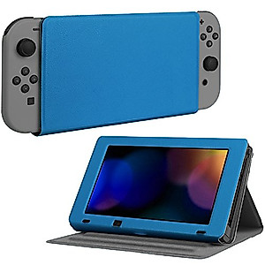 Fintie Protective Case for Nintendo Switch - [Multi-Angle Viewing] Ultra Slim Vegan Leather Play Stand Cover with Elastic Strap for Nintendo Switch 2017 - Royal Blue