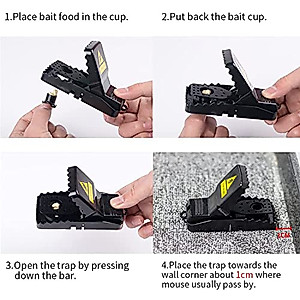 Mouse Trap,Reusable Mice Trap for House Hands-Free Quick Kill Small Rat Traps Indoor Outdoor Effective Sanitary Safe Mousetrap Catcher for Family and Pet