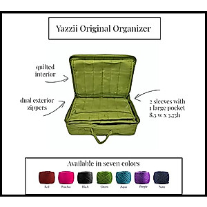 Yazzii Original Craft Organizer Tote Bag - Portable Storage Bag Organizer - Multipurpose Storage Organizer for Crafts, Cosmetics & Jewelry. Green