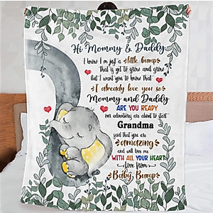Personalized Blanket for Mommy from Baby Bump I Already Love You Yellow Elephant Custom Name Gifts for New Mother Fleece Sherpa Blanket for Autumn Fall Thanksgiving Birthday Christmas, Multi Color