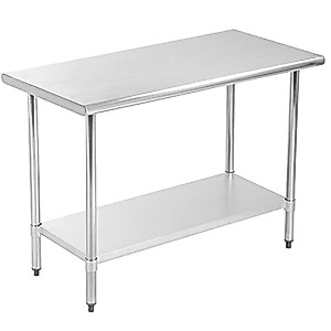 Kitchen Work Table Stainless Steel Metal Commercial NSF Scratch Resistent And Antirust Work Table With Adjustable Table Toot,24 X 48 Inches