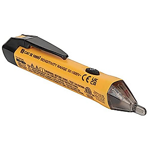 Klein Tools NCVT1P Voltage Tester, Non-Contact Voltage Detector Pen, 50V to 1000V AC, Audible and Flashing LED Alarms, Pocket Clip