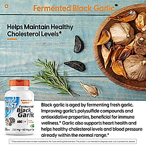 Doctor's Best Black Garlic Extract ABG10+ ® 250mg Supports Healthy Blood Pressure Cholesterol Boost Immunity Potent Antioxidant, 60 Count